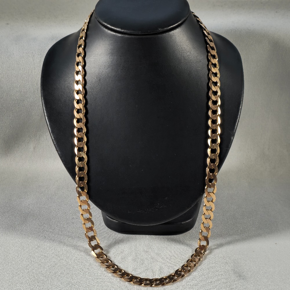 Pre-owned 9ct Gold 23" Curb Chain with Rectangular Shaped Clasp - Own4Less